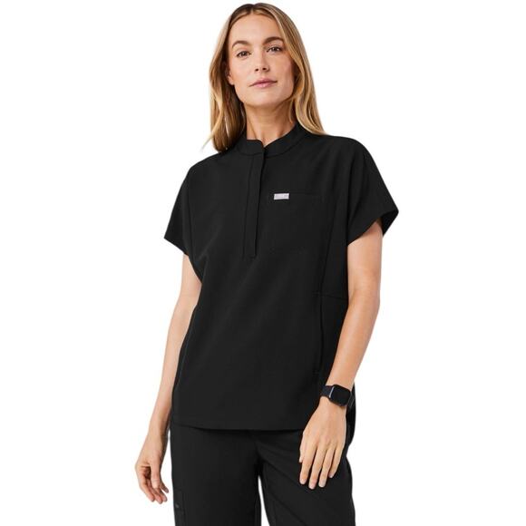 Figs | Tops | Figs Scrub Top Women M Black Montex Quarter Zip Mock Neck ...